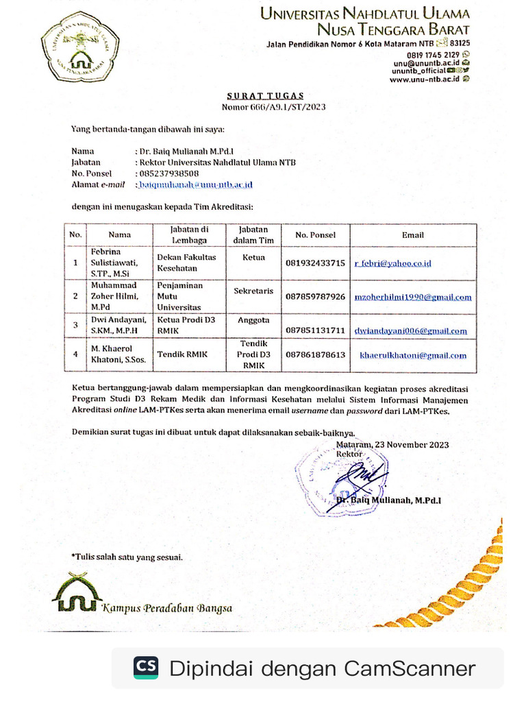 SURAT TUGAS CTH | PDF