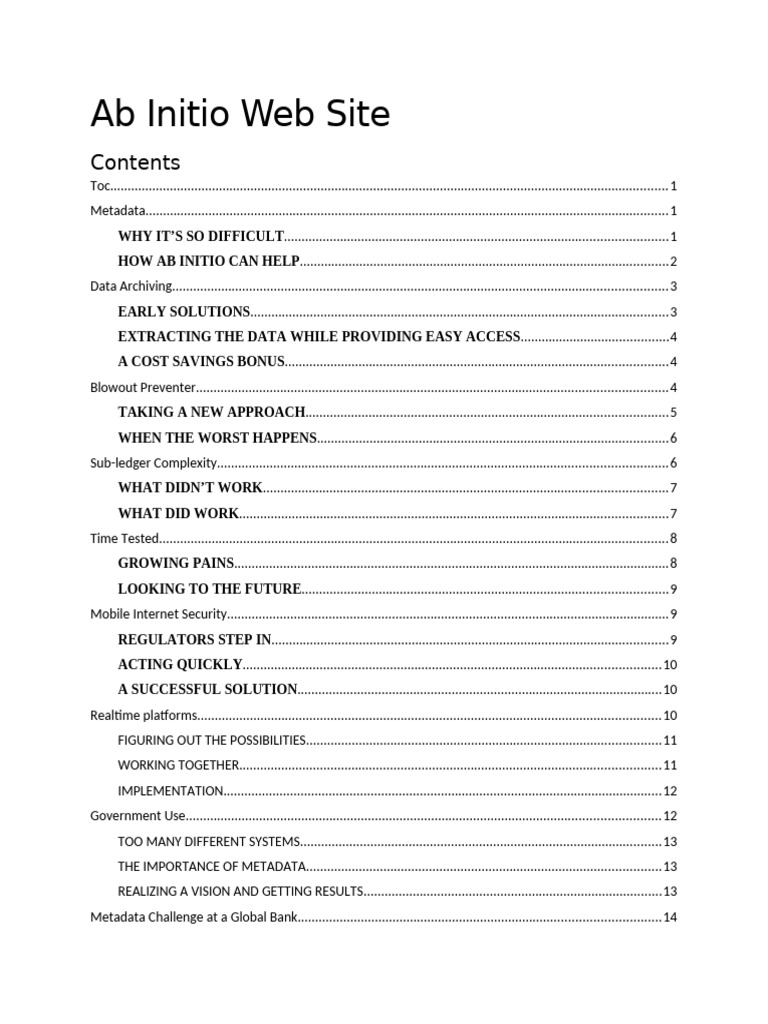 Ab Initio Web Site - Use Cases | PDF | Databases | Metadata