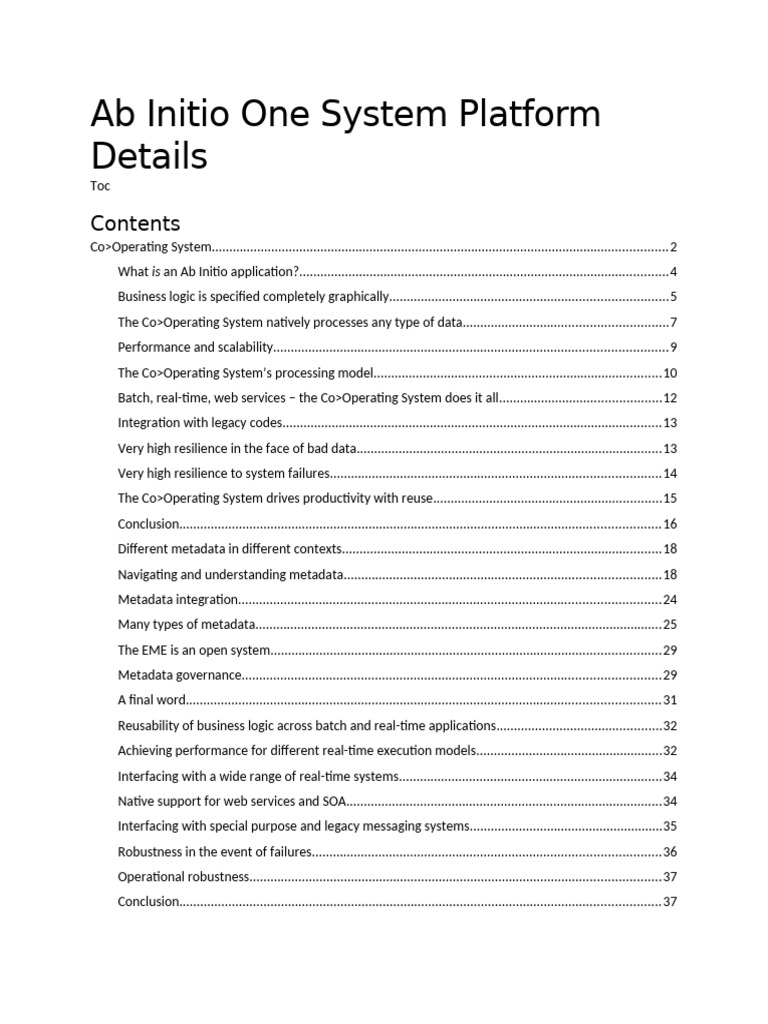Ab Initio One System Platform Details | PDF | Metadata | Databases