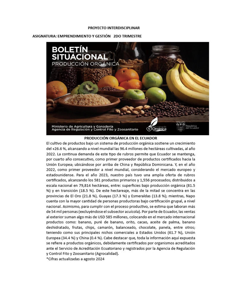 Proyecto Interdisciplinar 2do Trim | PDF | Ecuador | Economias