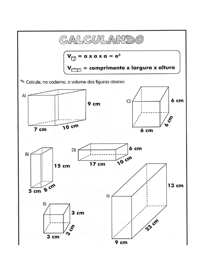 Volume de Cubo e Blocos Retangulares | PDF