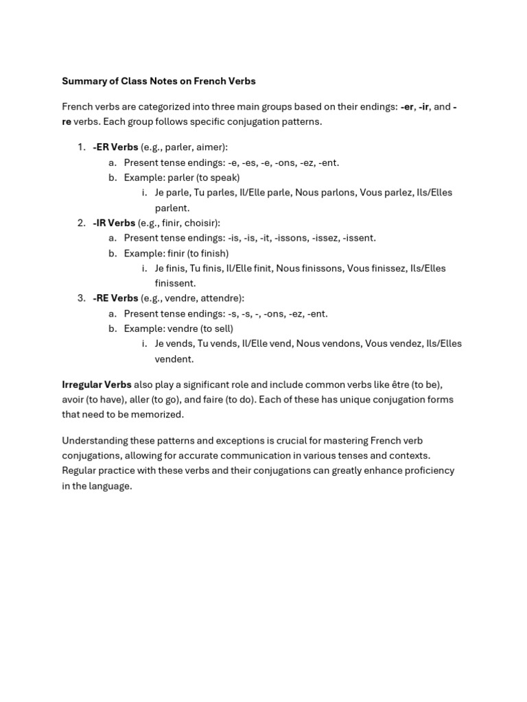 French IR Verbs Conjugation | PDF