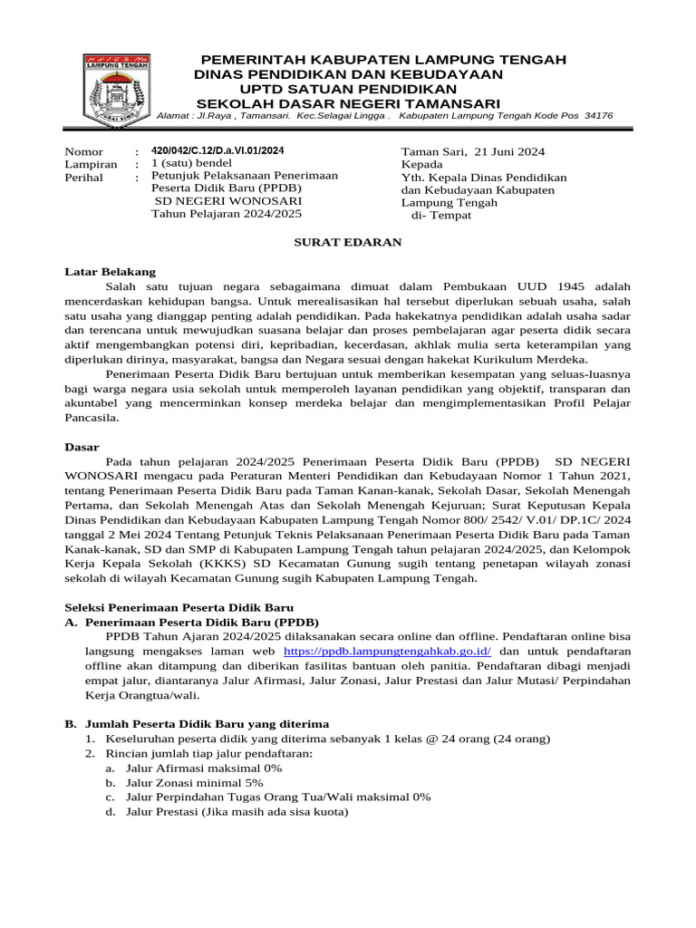 Surat Penetapan PPDB | PDF | Ilmu Sosial