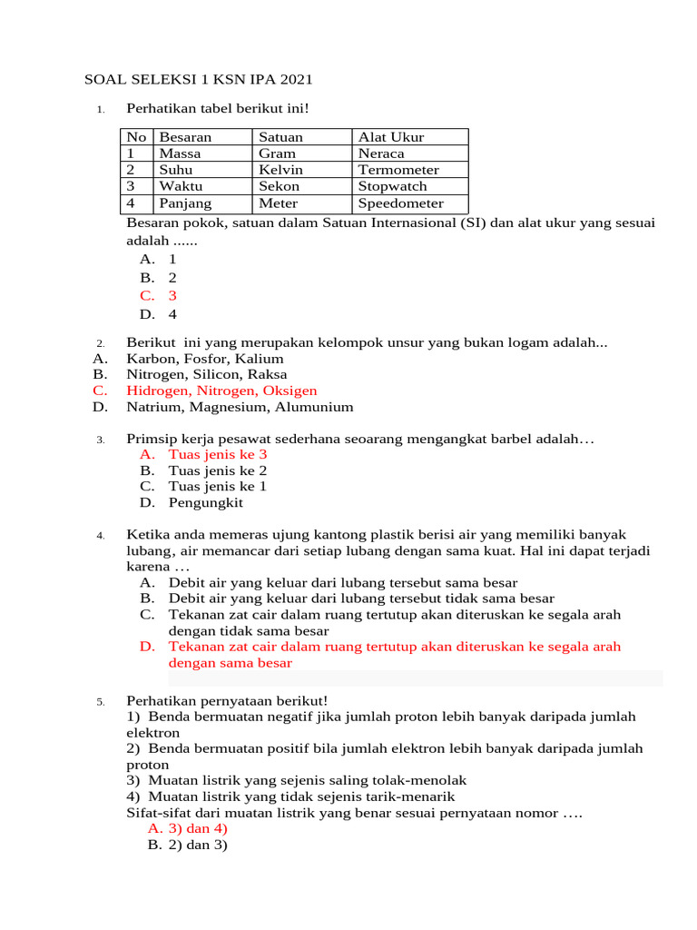 Soal KSN IPA 2021 untuk Pelajar | PDF | Ilmu Sosial | Sains & Matematika