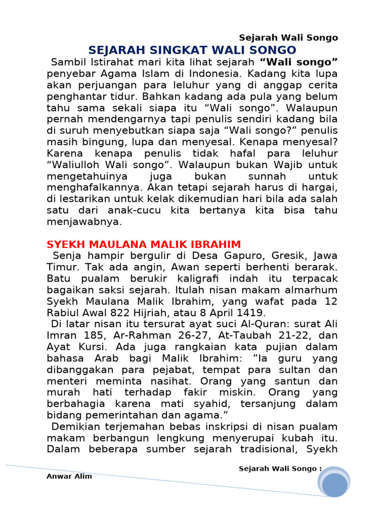 Sejarah Wali Songo | PDF