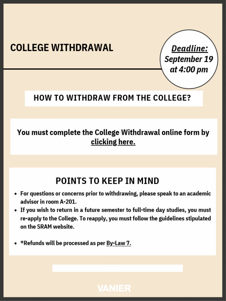 FALL 2024: College Withdrawal | PDF