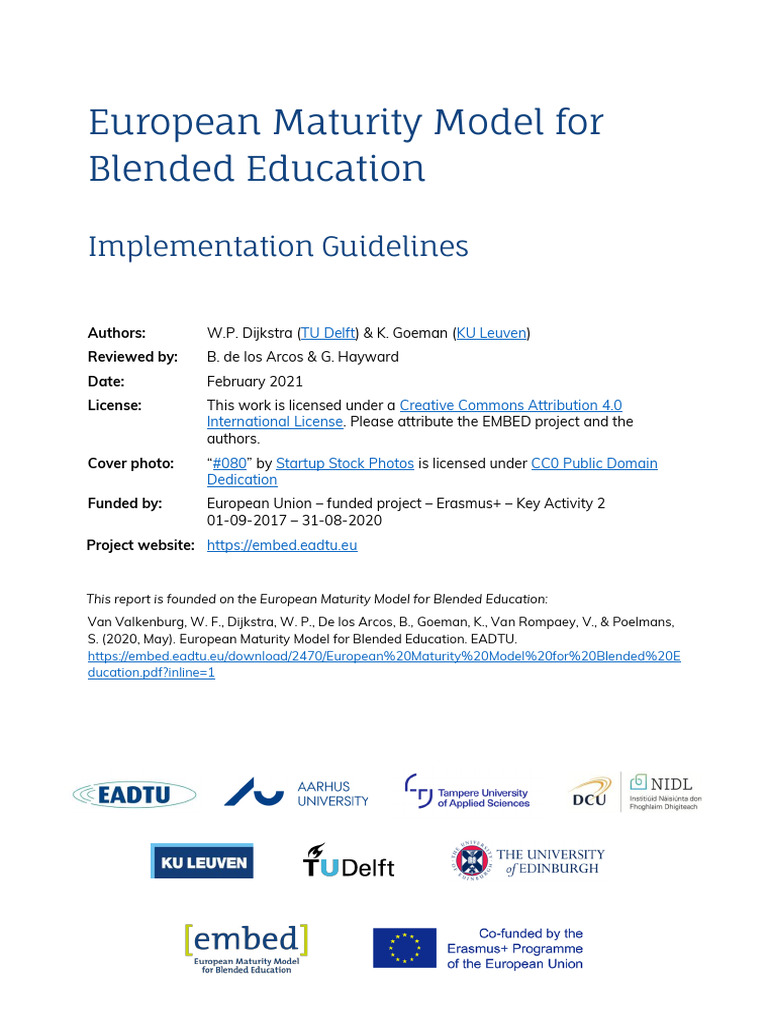 European Maturity Model for Blended Education | PDF | Instructional Design | Educational Technology