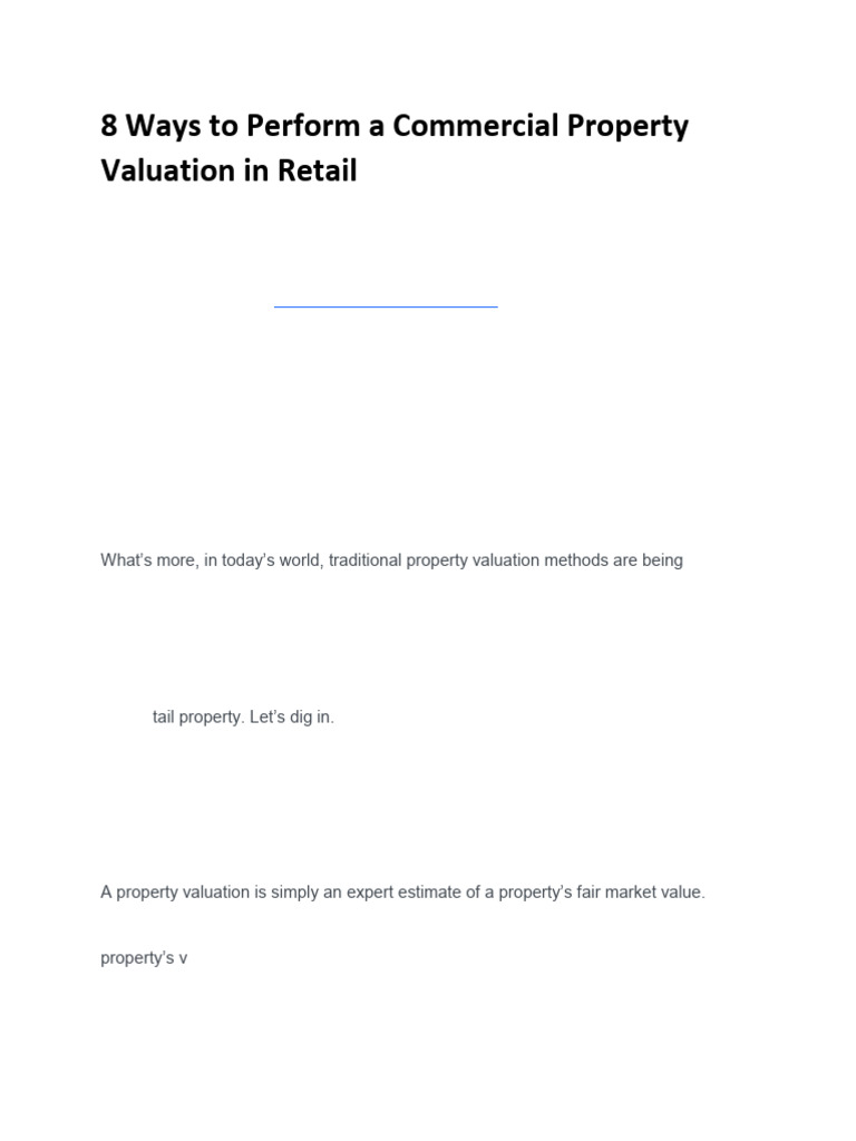 8 Ways To Perform A Commercial Property Valuation in Retail | PDF ...