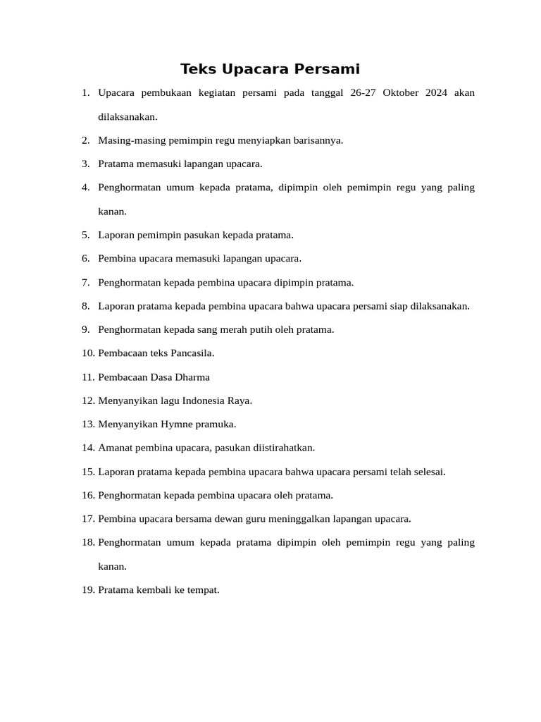Teks Upacara Persami | PDF | Perjalanan | Kajian Bahasa Asing