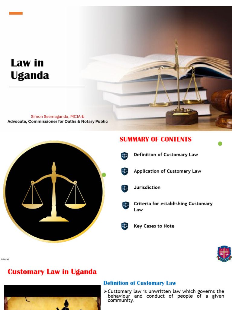 Customary Law in Uganda - Simon M. Ssemaganda | PDF | Justice Of The Peace | Constitution