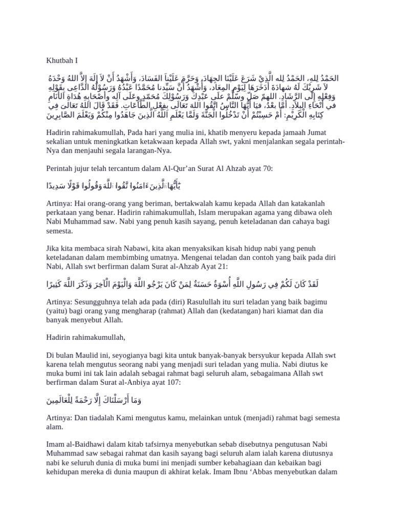 Khutbah I Bulan Maulud | PDF