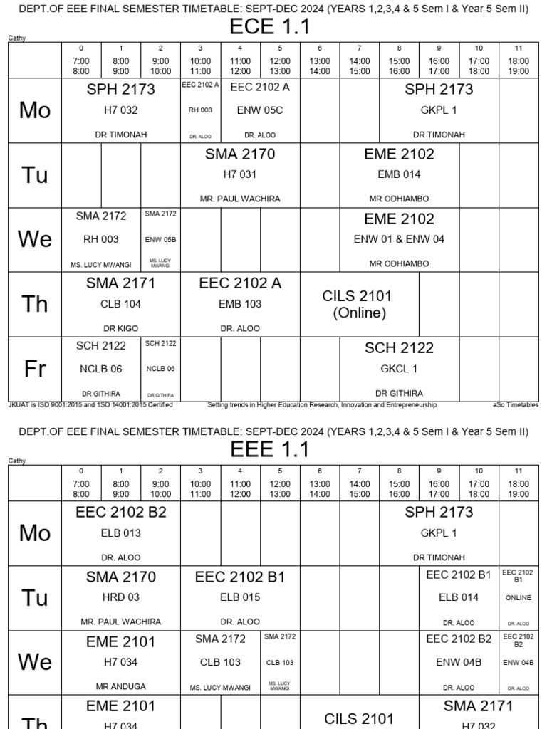 EEE TT (Per Class) | PDF