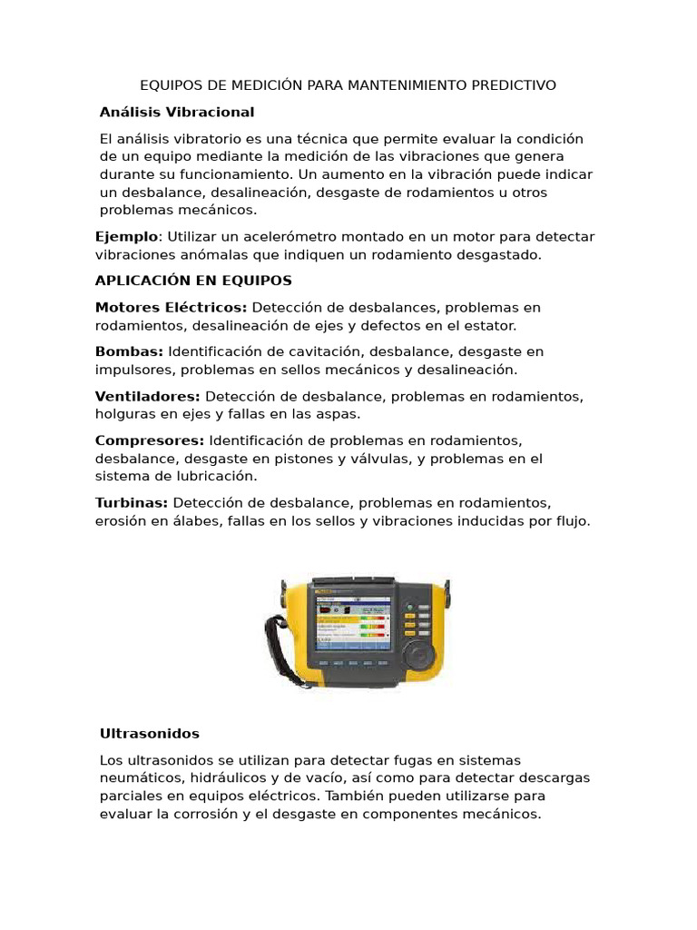 Equipos de Medición para Mantenimiento Predictivo | PDF | Rodamiento ...