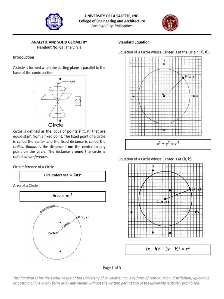 Handout 03 The Circle | PDF | Circle | Area