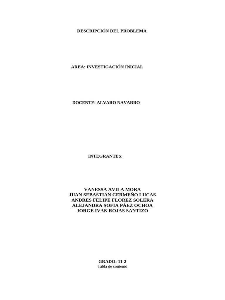 Descripción Del Problema | PDF | Enseñando | Educación primaria