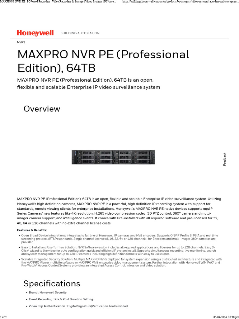 MAXPRO® NVR PE - PC-based Recorders - Video Recorders & Storage - Video Systems - PC-based ...