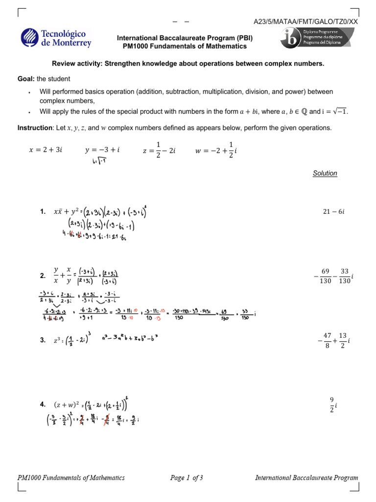 Complex Numbers Operations Guide | PDF | Numbers | Elementary Mathematics