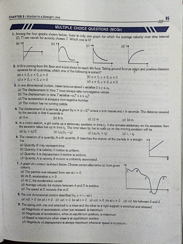 Motion in A Straight Line Worksheet | PDF | Acceleration | Velocity