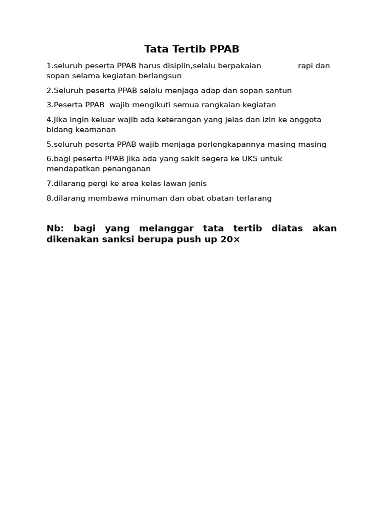 Tata Tertib Peserta PPAB | PDF