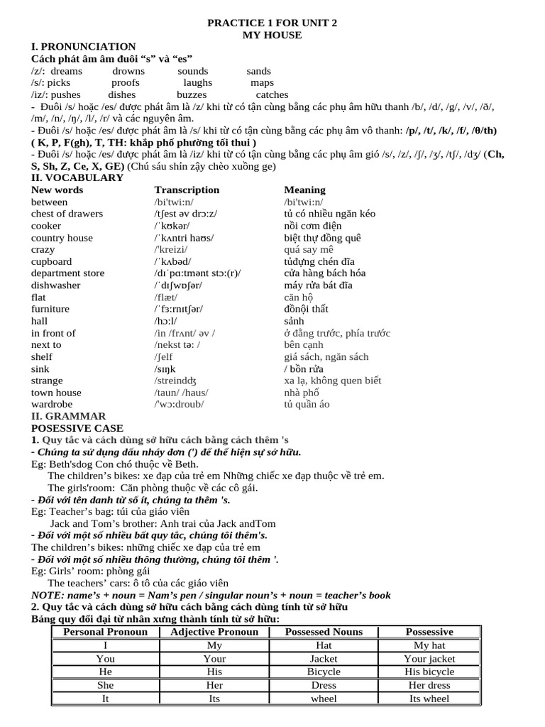 Unit 2 My Home | PDF