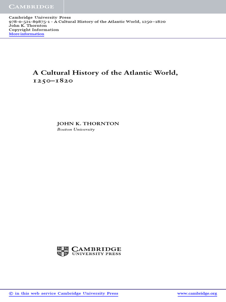 Cultural History of the Atlantic World | PDF | Social Science | Science ...