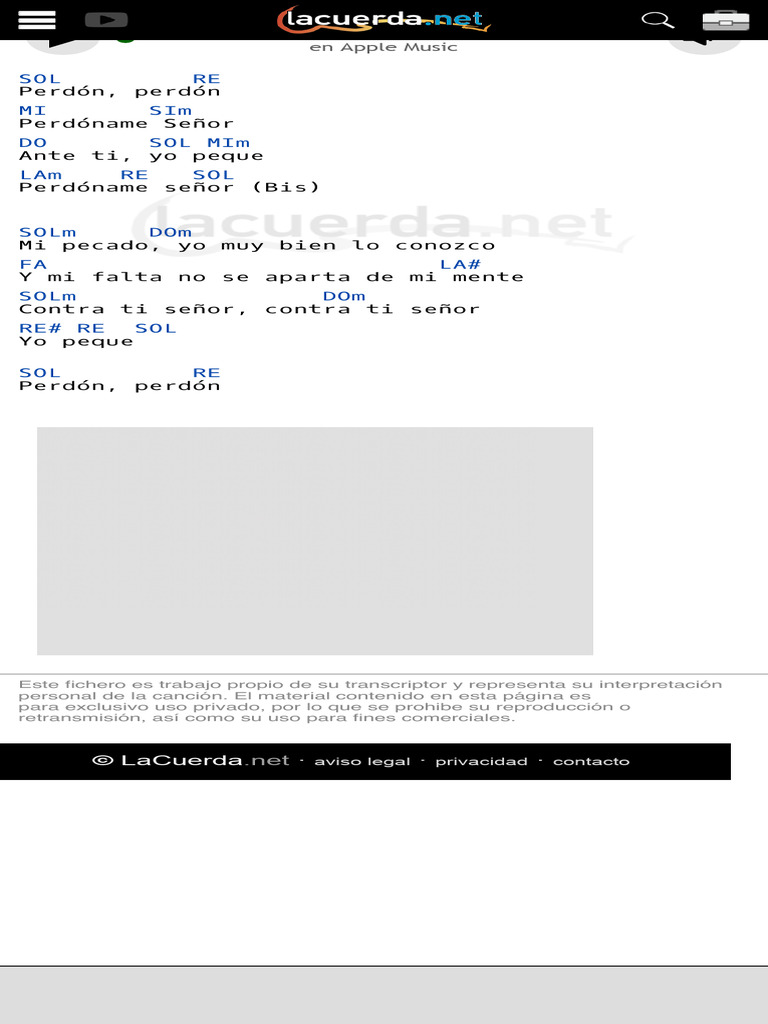 Perdon, Perdon, Perdoname Señor, Música Religiosa Acordes | PDF