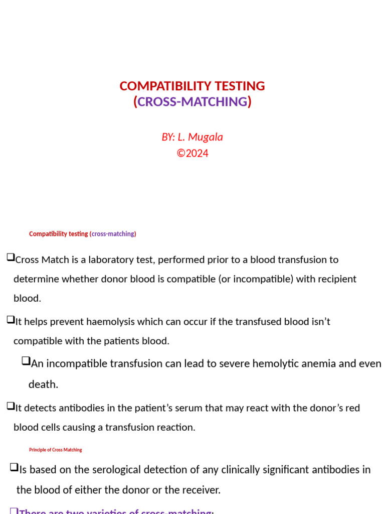 Compatibility Testing-2024 Notes | PDF | Blood Plasma | Blood Type