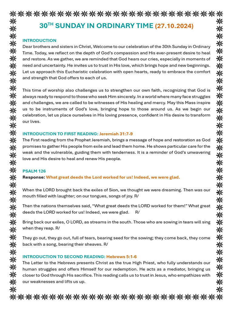 30th Sunday: Faith and Healing Reflections | PDF | Jesus