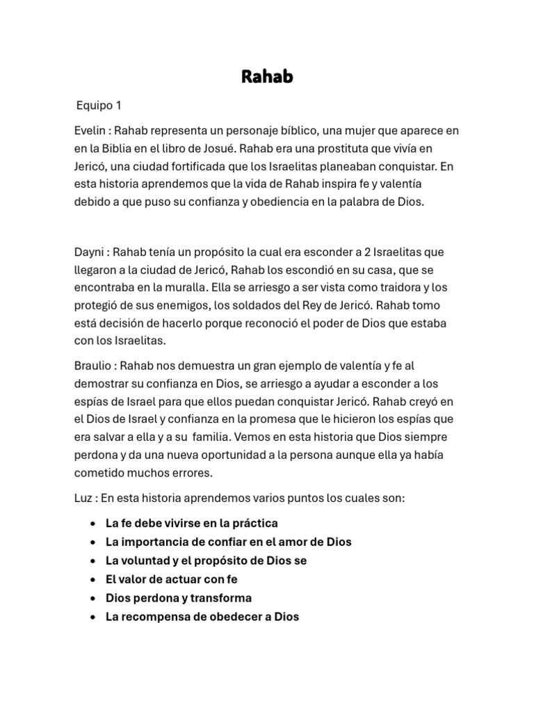 Historia de Rahab | PDF | Creencia religiosa y doctrina