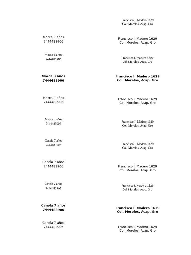 Placa Canela y Mocca | PDF