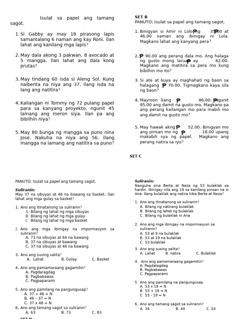 Math Word Problems 2 | PDF