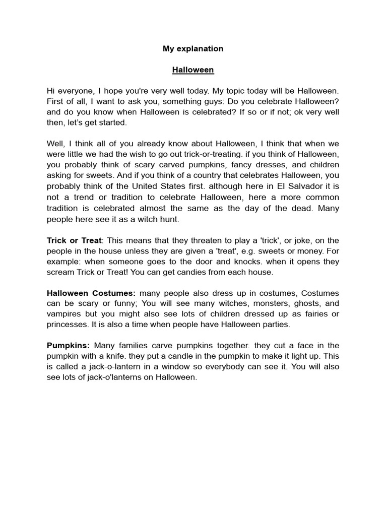 My Explanation of Halloween | PDF