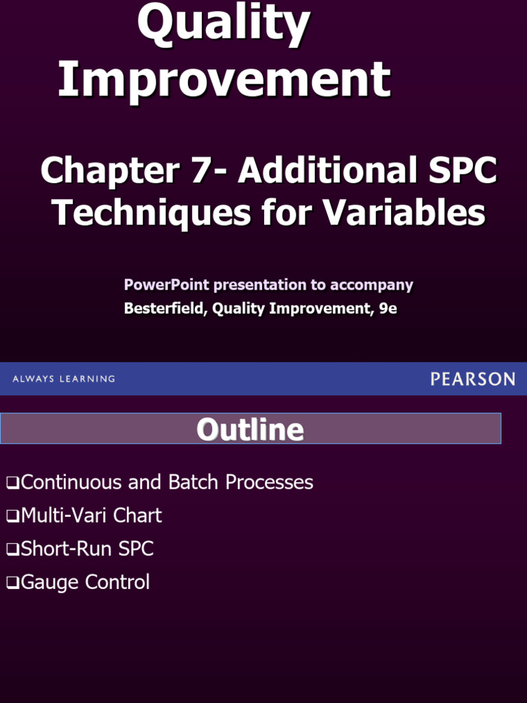 CH - 7 Additional SPC Techniques For Variables | PDF | Applied ...