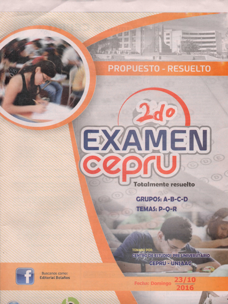 Solucionario Segundo Examen Unsaac Cepru Ordinario 2016-2 | PDF