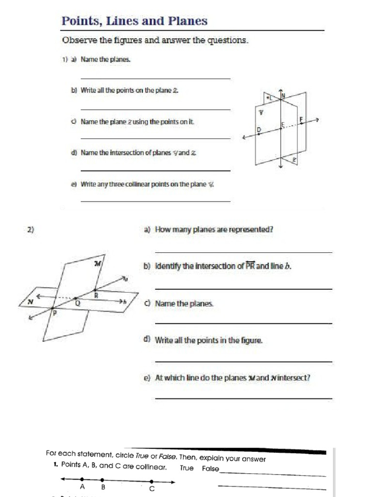 Points, Line, Plane Quiz | PDF