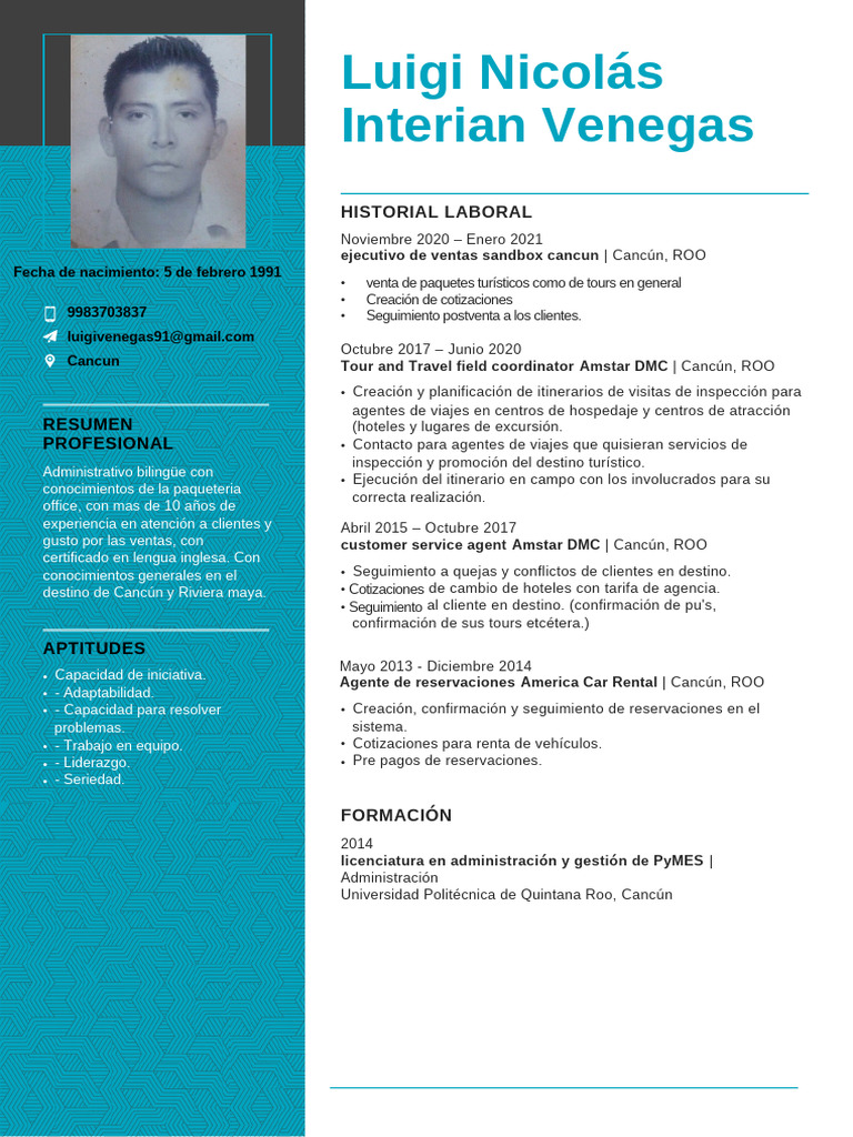 CV de Luigi Nicolás Interian Venegas | PDF