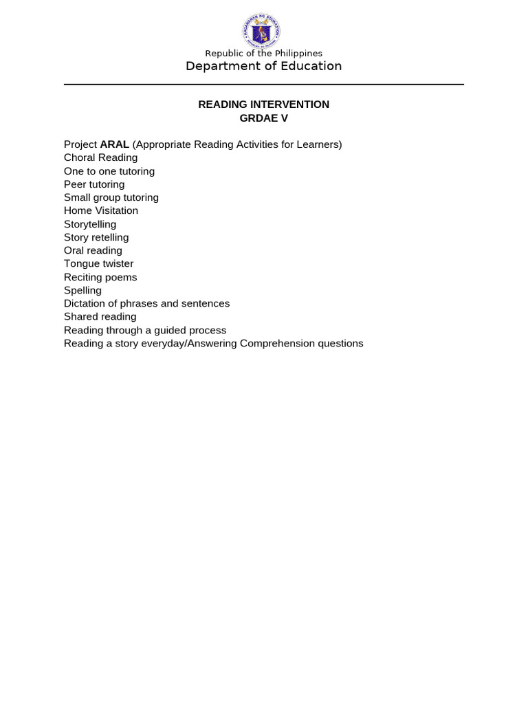 Intervention Grade 5 | PDF