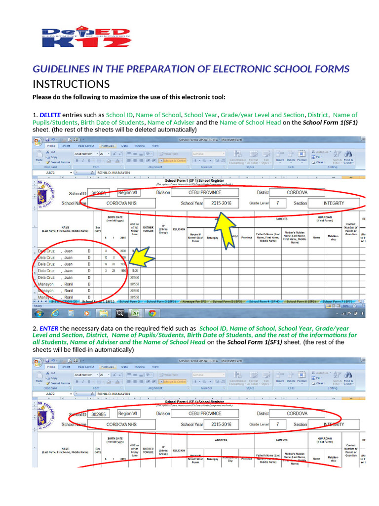 Electronic School Forms Guidelines | PDF | Onomastics