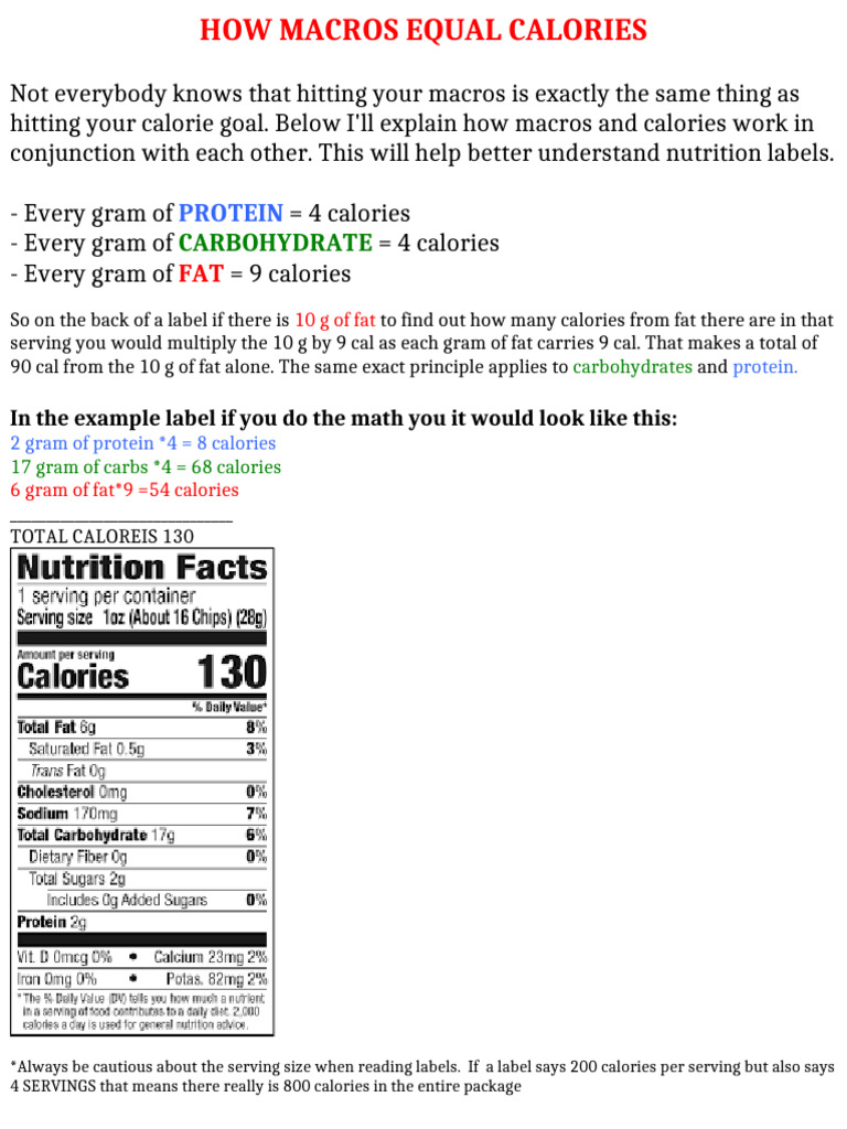 How Macros Equal Calories | PDF | Wellness