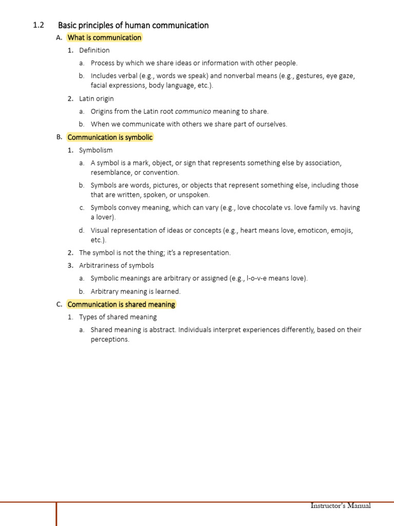 Principles of Human Communication | PDF | Communication | Symbols