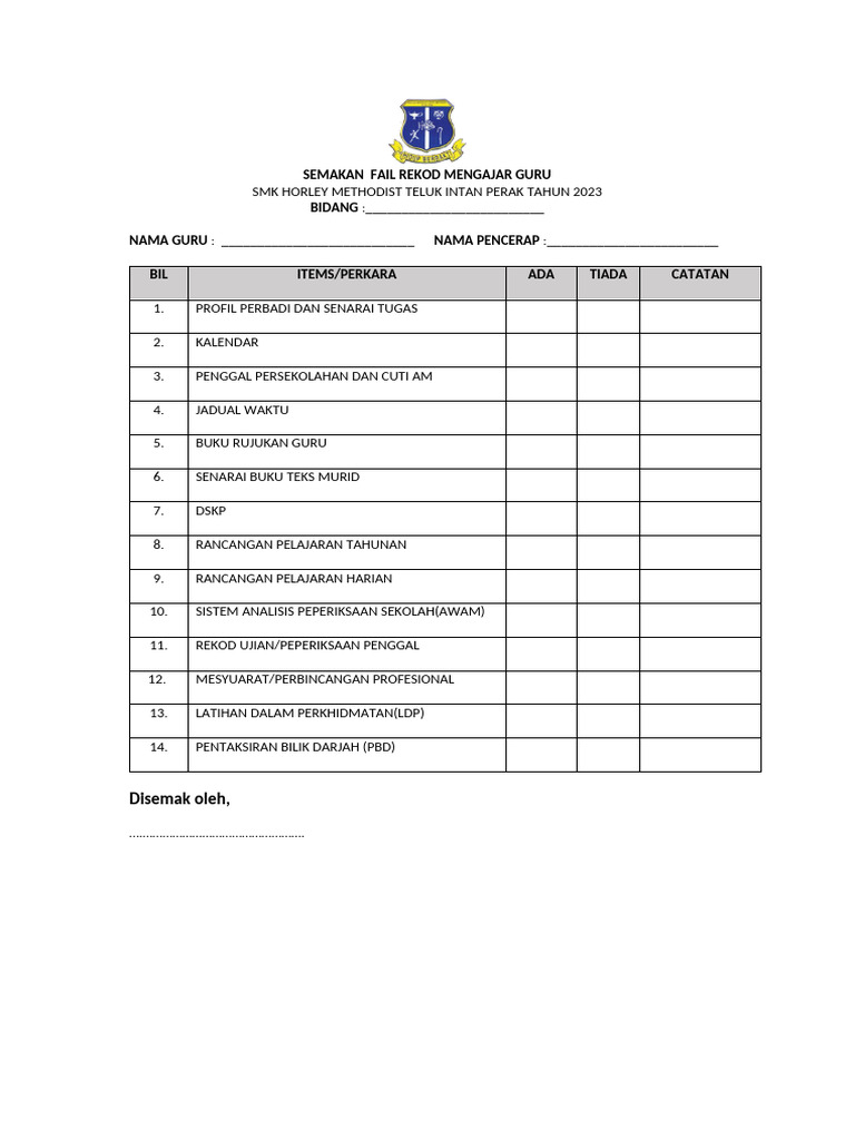 Semakan Fail Rekod Mengajar | PDF