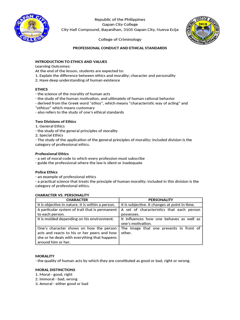 Professional Conduct and Ethical Standards | PDF | Morality | Courage