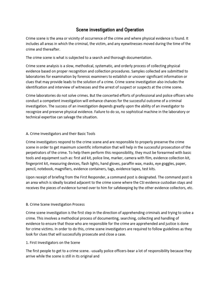 Crime Scene Investigation Procedures | PDF | Crime Scene | Forensic Science