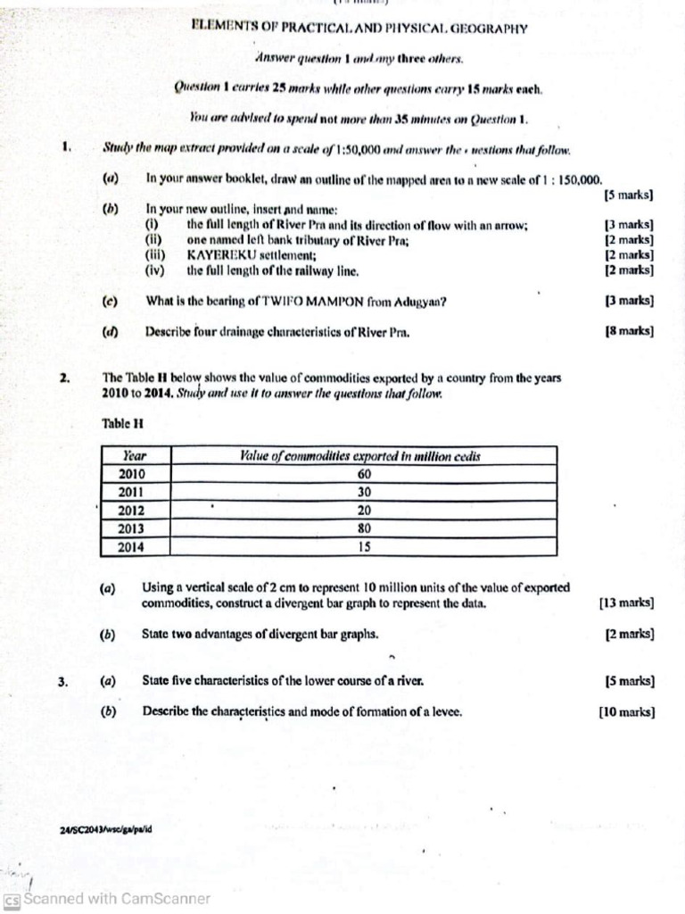 Geography (Practical and Physical Geography) - WASSCE 2024 | PDF