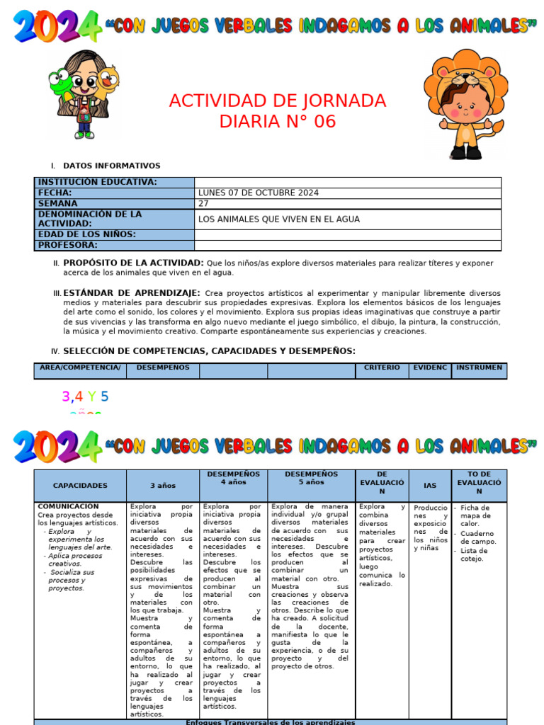 Actividades para 3,4 y 5 Años Semana 29 | PDF | Aprendizaje | Maestros