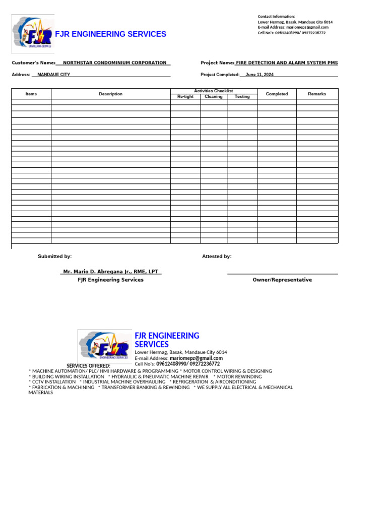 Service Report Form For Fdas | PDF