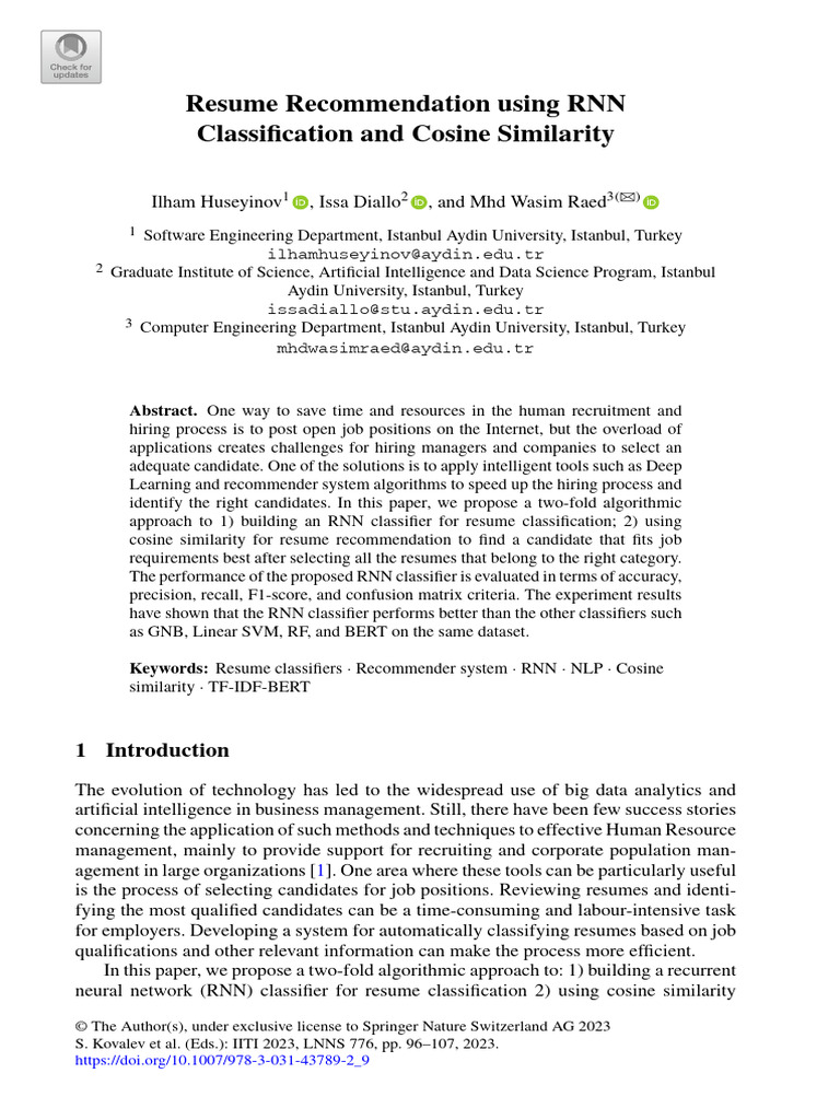 RNN-Based Resume Classification & Recommendation | PDF | Deep Learning ...