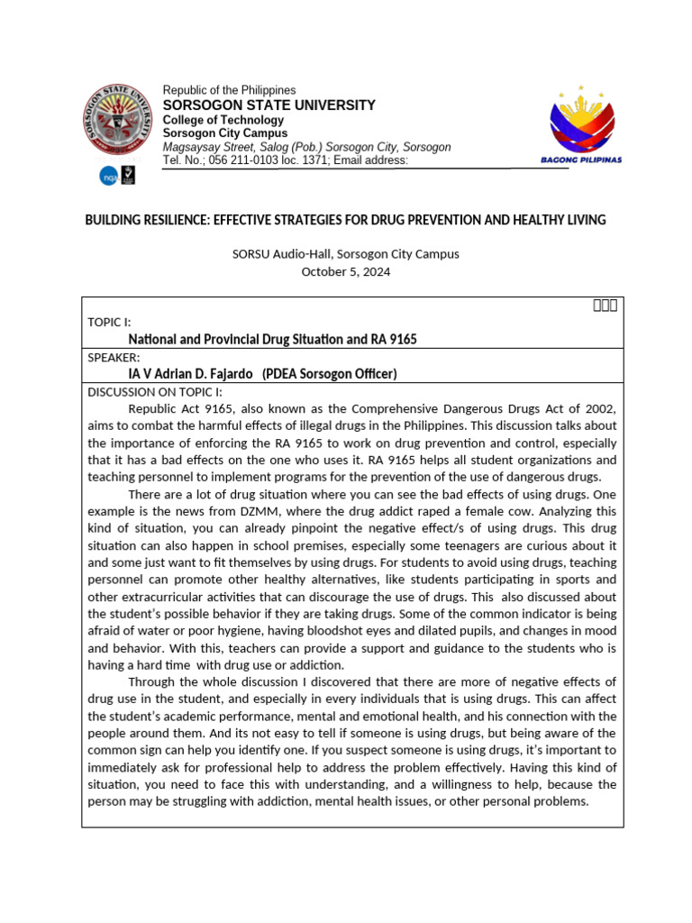 NSTP Reflection | PDF | Substance Abuse | Mental Health