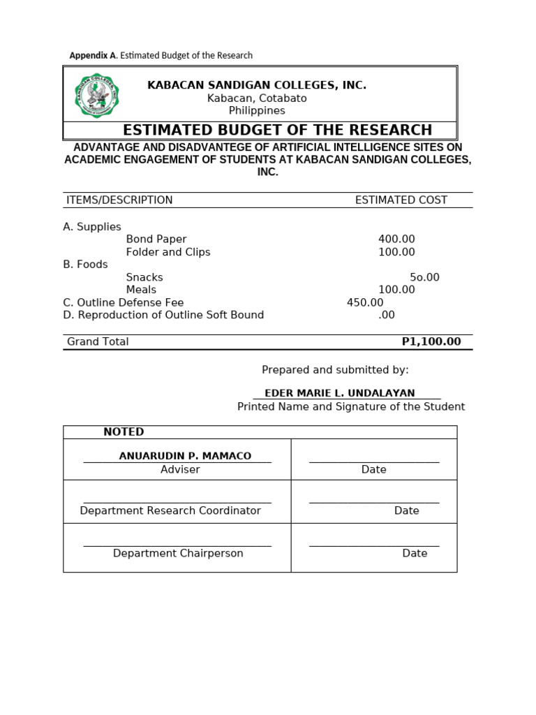 Estimated Budget | PDF