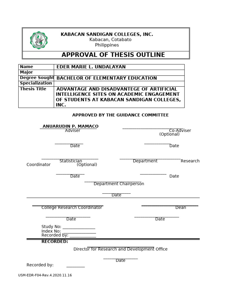 Approval of Thesis Outline | PDF | Career & Growth | Art